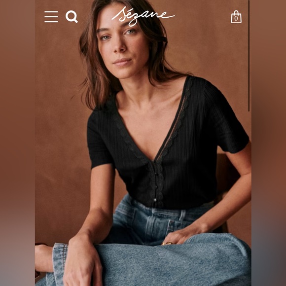 Sezane | Tops | Sezane Maddie Tee Shirt In Black | Poshmark